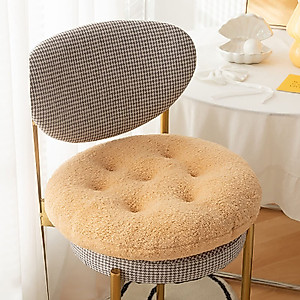 GZHOME Round Chair Pad,Soft Fluffy Seat Cushion Plush Thicken Seat Pad,Comfort Lambswool Chair Cushion Floor Pillow for Kitchen Home Office Dining Chair (40x40cm(16x16inch), Yellow)