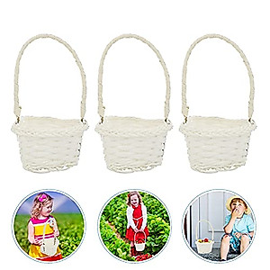 DOITOOL Flowers 6pcs Rattan Woven Flower Basket Gift Basket Picnic Basket Wedding Flower Girl Basket Candy Fruit Sundries Storage Basket for Wedding Picnic Party Baskets