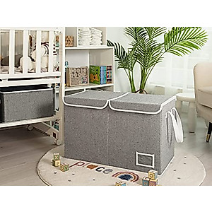 StorageWorks Storage Bin with Flip-Top Lids, Collapsible Storage Box, Gray, 24 ¾"L x 13" W x 16" H