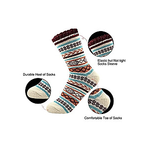 Cosy Encounter Womens Athletic Sports Cozy Wool Socks Warm Knit Thick Soft Winter Crew Socks 4 Pairs Christmas Deer One Size,WDCENS4162SXE4PSN