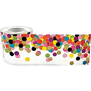 Teacher Created Resources Confetti Straight Rolled Border Trim - 50ft - Decorate Bulletin Boards, Walls, Desks, Windows, Doors, Lockers, Schools, Classrooms, Homeschool & Offices