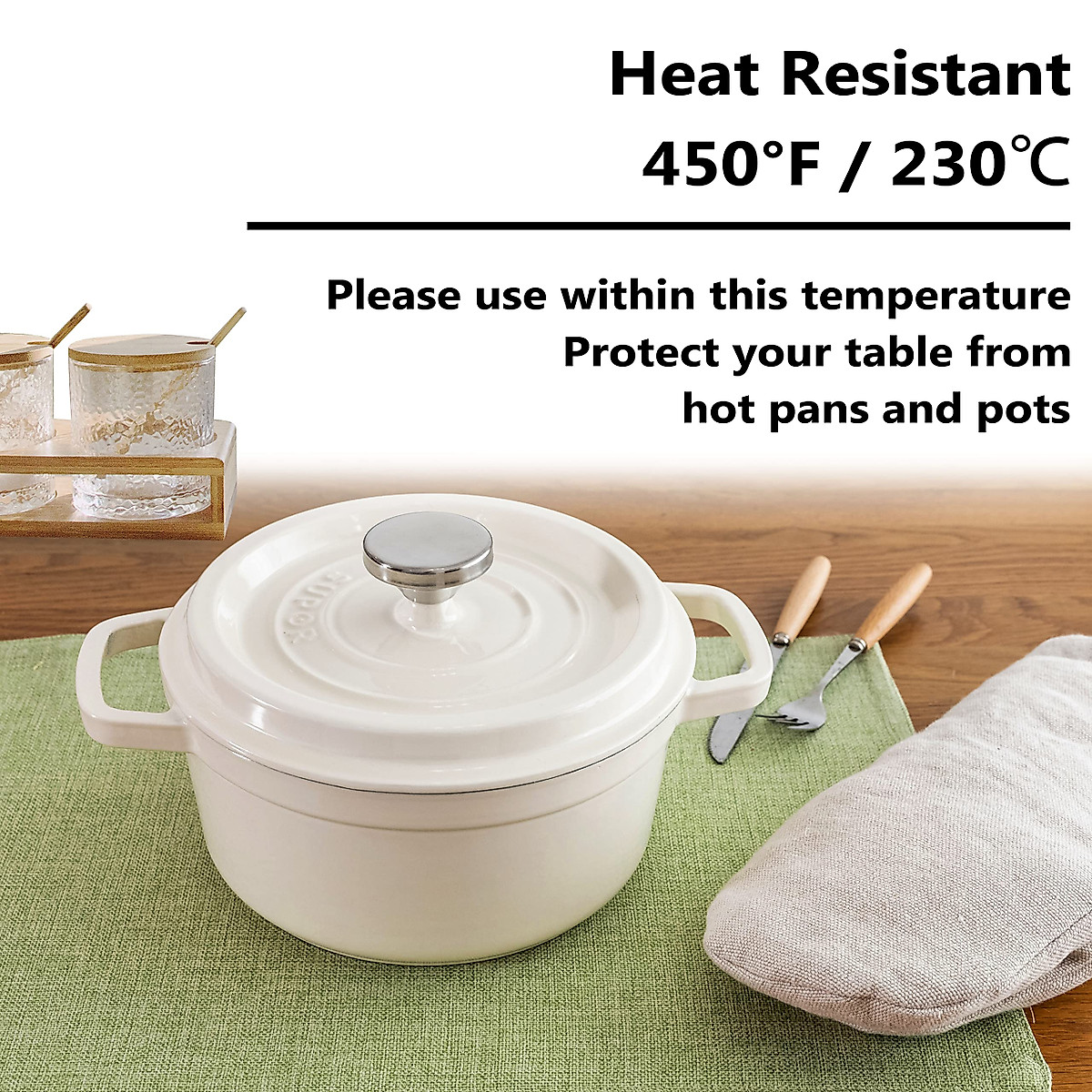 Home Brilliant Green Placemat Set of 4 Washable Place Mats Placemats Heat Resistant Sage Placemat for Dining Table Kitchen Table Mats Spring Dinner Decor, Grass Green