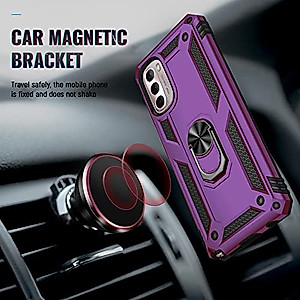 PUSHIMEI for Moto G Stylus 5G 2022 Case with Screen Protector [Military Grade 16ft. Drop Tested] Magnetic Ring Holder Kickstand Protective Phone Case for Motorola Moto G Stylus 5G 2022, Purple