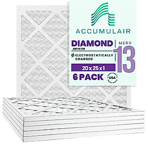 Accumulair Diamond 20x25x1 MERV 13 Air/Furnace Filters (6 pack)