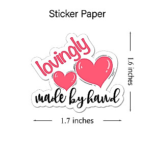 Wailozco 1.5'' Lovingly Made by Hand Stickers, Thank You Stickers,Handmade Stickers,Business Stickers,Envelopes Stickers for Online Retailers, Handmade Goods,Small Business, 500 Labels Per Roll