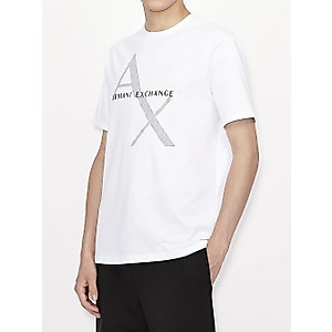 A|X ARMANI EXCHANGE mens Crew Neck Logo Tee T Shirt, Quilted Logo White, Small US