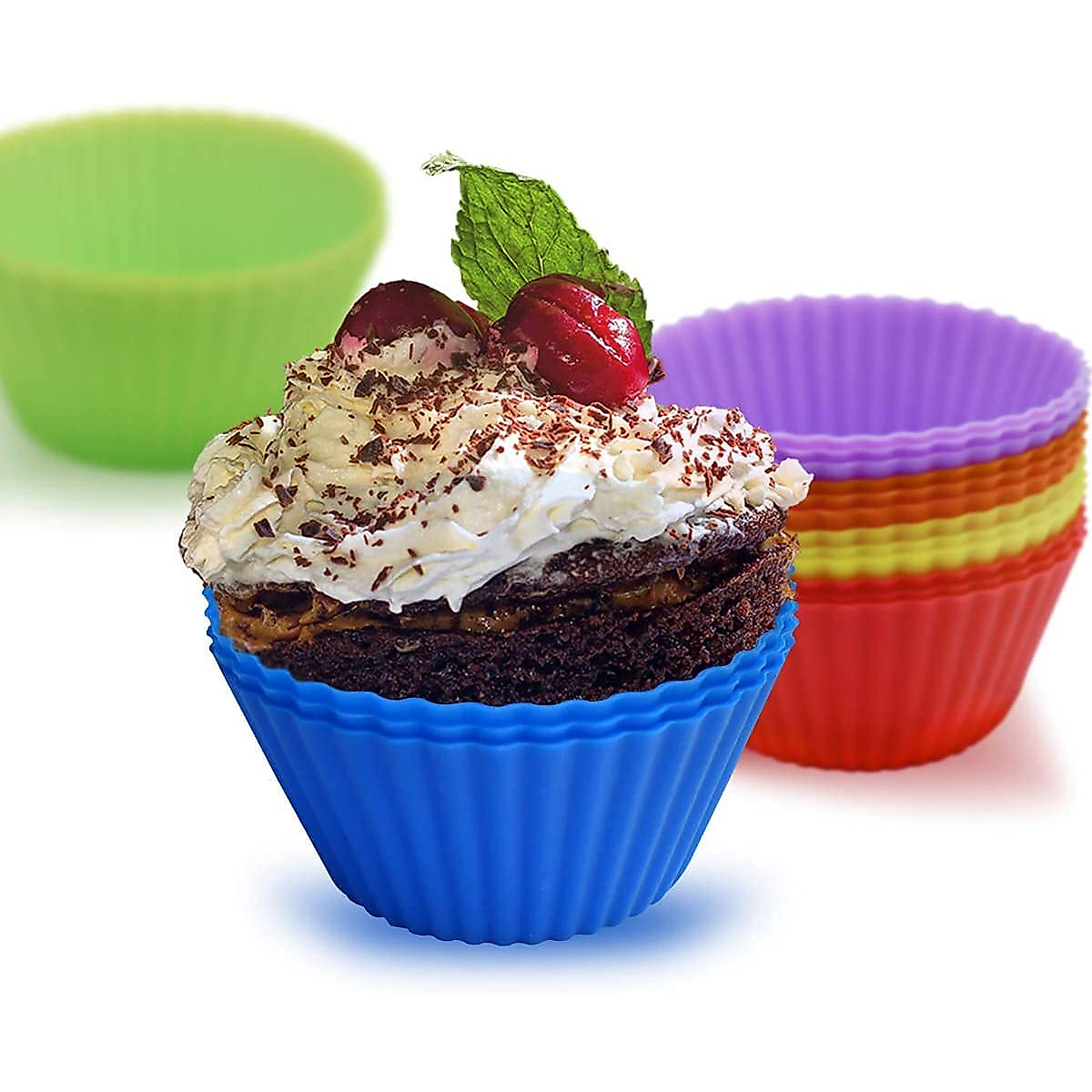 DEVIN0705 Silicone Cupcake Baking Cups 30 pcs, Heavy Duty Silicone Baking Cups, Reusable & Non-stick Muffin Cupcake Liners Holders Set for Party Halloween Christmas Bakery Molds Supplies