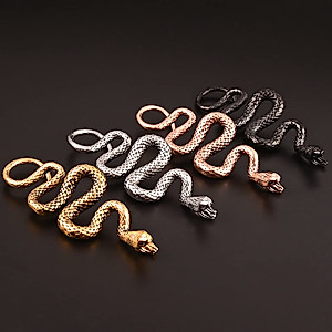 Atomhole 2 PCS Ears Gauges Fashion Snake Hanger Ear Weights for Stretched Ear Plugs Body Piercing Tunnels 316 Stainless Steel Hypoallergenic Body Jewelry (6mm(2G), Black)