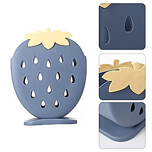 OSALADI Plastic Silverware Caddy Organizer Countertop Utensil Holder with Strawberry Design Knives Forks Spoons Organizer for Kitchen Dining Entertaining Picnics Blue