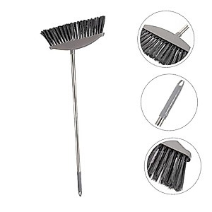 Luxshiny 2pcs Stainless Steel Broom Garage Broom Angle Broom Camping Broom Floor Cleaning Broom Patio Broom Long Handle Broom Cleaning Supplies Pickup Brush Garden Broom Plastic Dark Grey