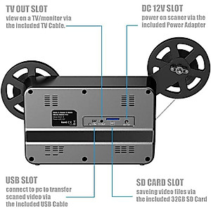 8mm & Super 8 Reels to Digital MovieMaker Pro Film Digitizer,Film Scanner,Converts Frame by MP4 Files, with 2.4'' Screen, Viewing Saving on SD Card(Included) for 3”5”7”9” Reels