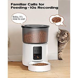Automatic Cat Feeder: 2.4G/5G Cat Food Dispenser - Cat Feeder with 1-10 Meals - WiFi Cat Feeder Automatic - APP Control - Cat Automatic Feeders - Auto Cat Feeder - 3L Pet Feeder - BEMOONY White