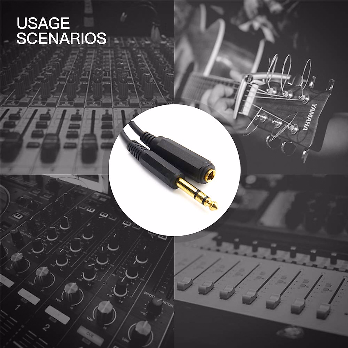 Devinal 1/4 Extension Cord, 1/4" Male to 1/4" Female Cable, 6.35mm Quarter inch Gold Plated Audio Cable Stereo Cord, 15 Feet 4.5Meters