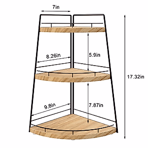 BSTSLL 3 Tier Bathroom Counter Organizer and Storage Wood Corner Bathroom Countertop Organizer Bathroom Storage Shelf Counter Standing Rack Decor