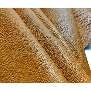 DOQN Bump Texture Genuine Leather Sheets 2.0mm Thick Plain Geometric Pattern Printed Leather Fabic for Craft & Hobby (Bark Pattern | Bourbon Brown, 6"x12")