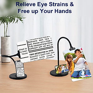 4X Magnifying Glass for Reading, 10"x6.5" Hands Free Magnifier with Stand, Large Full Page and Flexible Gooseneck for Senior Low Vision and Macular Degeneration When Sewing, Needlepoint, Reading