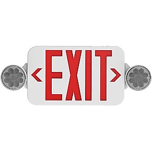HUBBELL CCR, Remote Compatible Combination Outdoor Emergency Light and Red Letter Exit Sign, with 120/277VAC, 60Hz Input, 2 Fully Adjustable LED Lamps, 18 in x 2 in x 8.2 in, White