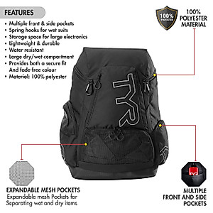 TYR LATBPLTH001ALL Alnc30L Backpack LTH Black All