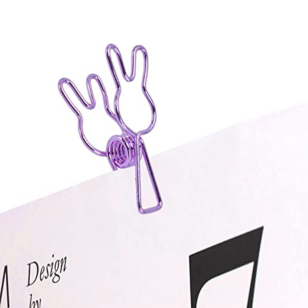 20Pcs Rabbit Bunny Shaped Binder Clips, Rabbit Shape Paper Clips Bookmarks Clips Binder Clips Combination Page Markers for Office Home School(Purple)