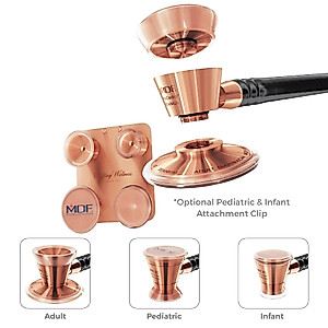 MDF Instruments White Glitter Rose Gold ProCardial Cardiology Stethoscope + MDF Pediatric and Neonatal Attachments with Clip