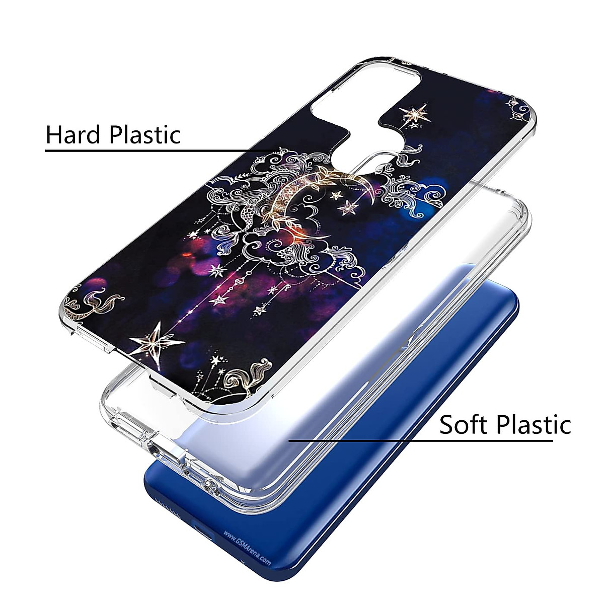 for Moto G Play 2023 Case,Moto G Play 2023 Phone Case，Tempered Glass Screen Protector 2 in 1 Hybrid Hard PC Soft TPU Case for Moto G Play 2023 (Wiccan)