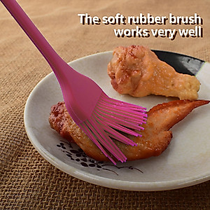 ZHUOMINGJIA 2Pcs Silicone Air Fryer Egg Pan with Silicone Basting Brush for Baking and Silicone Tong,Reusable 3 Cavity Silicone Air Fryer Egg Pan,for make food using air fryers or ovens(4PCS,Pink)