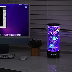 Playlearn Fake Fish Tank Mini Bubble Lamp – Fake Aquarium - Color Changing Sensory Lamp- 11 Inch