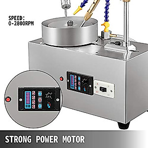 VEVOR Gem Faceting Machine 180W Jade Grinding Polishing Machine 3000RPM Rock Polisher Jewel Angle Polisher with Faceted Manipulator Led Light and Water Pump Flat Grinder for Jewelry Polisher(110V)