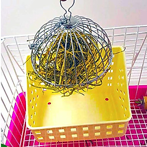 Tfwadmx Rabbit Hay Feeder, Grass Play Hay Ball Chew Toy Stainless Steel Food and Grass Frame Bowls, Small Animals Hay Manger Dispenser for Hamsters Gerbils Chinchillas Guinea Pigs