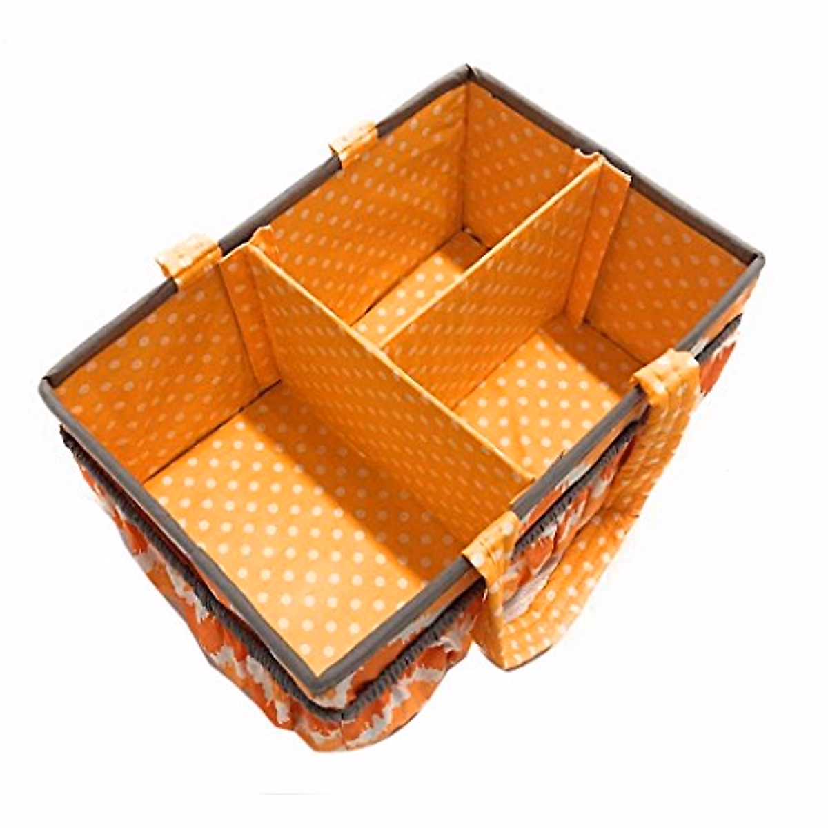 Bacati Mix and Match Unisex Nursery Fabric Storage Caddy with Handles, Orange