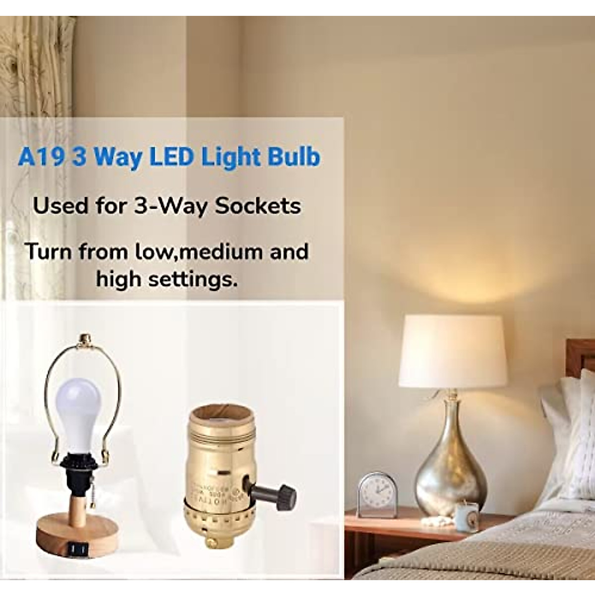 3 Way LED Light Bulb 50 100 150W Equivalent, Replacement Incandescent,A19 Light Bulb 5/10/15W 3000K Soft White E26 Medium Base, 4 Pack