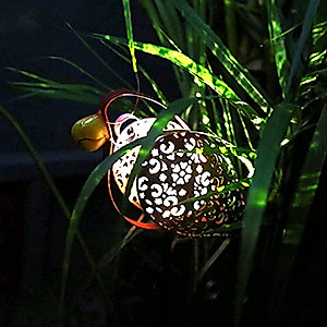 esgarden Garden Solar Light Outdoor Crackle Glass Decorative Pathway Lights Path Landscape Waterproof Decor Outside Backyard Yard Patio Decorations Porch Walkway Driveway Courtyard 1 Pc (Parrot)