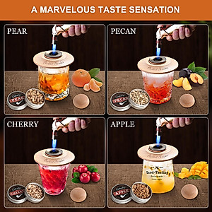 GOBESTRY Cocktail Smoker Kit with Torch – 6 Flavors Wood Chips – Bar Tools， Old Fashioned Cocktail Kit, Birthday Bourbon Whiskey Gifts for Men, Dad, Husband (Without Butane) (BLACK, One Size)