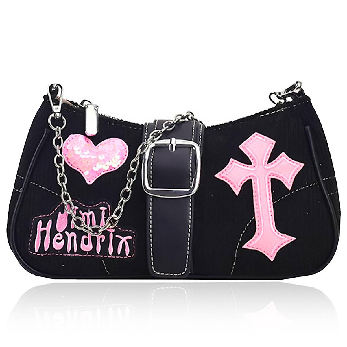 JeVenis Black Pink Y2K Purse Y2K Tote Bag Punk Gothic Tote Purse Y2k Crossbody Bag Y2k Shoulder Bag for Womens Girl