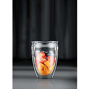 Bodum Plastic K11849-10SA Pavina To Go Double Wall Shatterproof Tumbler With Lid 2-Pack, 10 Ounce, Clear