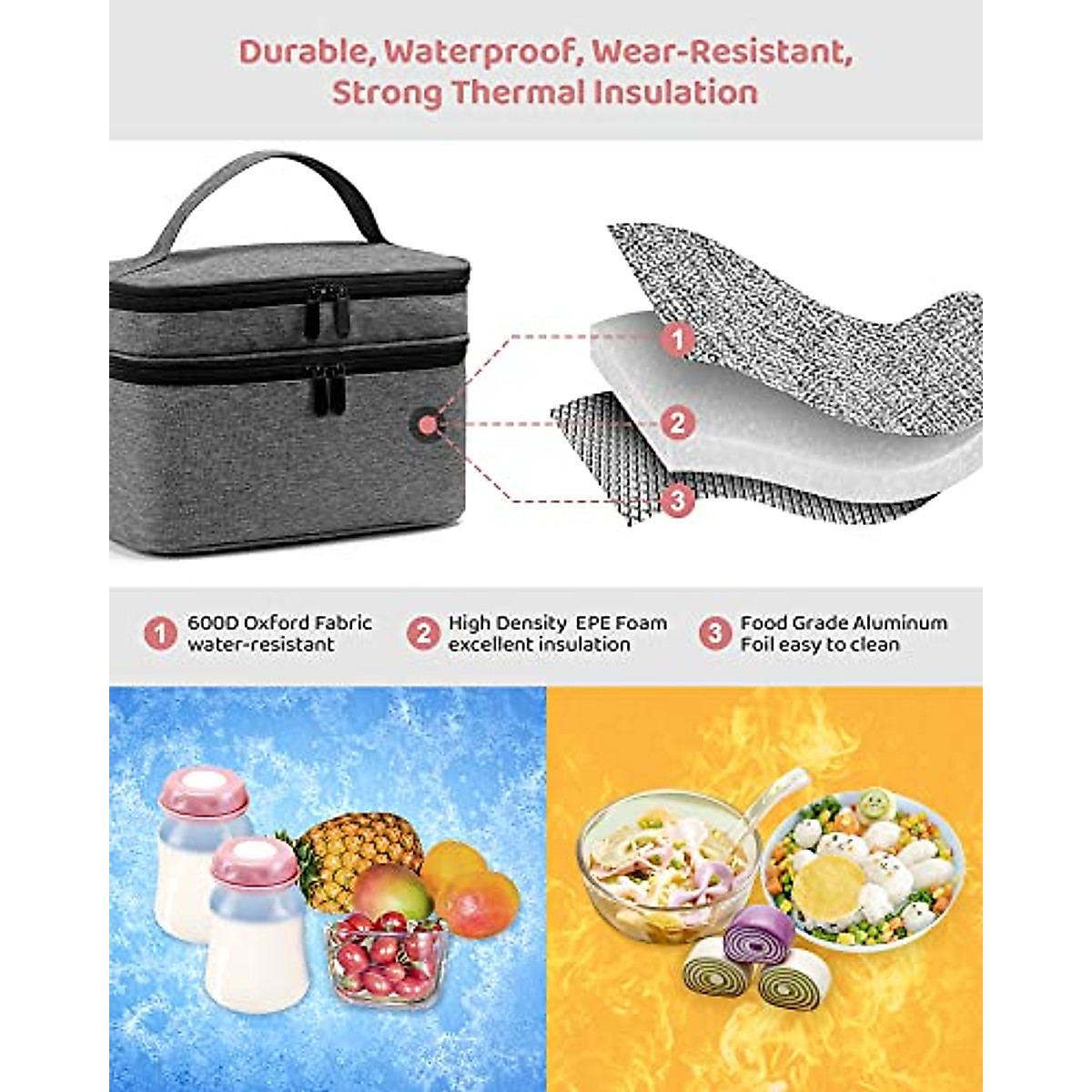 Kompoll Breast Pump Bag with 2 Removable Dividers to Store Breast Pump, Baby Bottles and Extra Parts Portable Breast Pump Bag L Size Compatible with Medela, Willow, Elvie and Momcozy Breast Pumps…