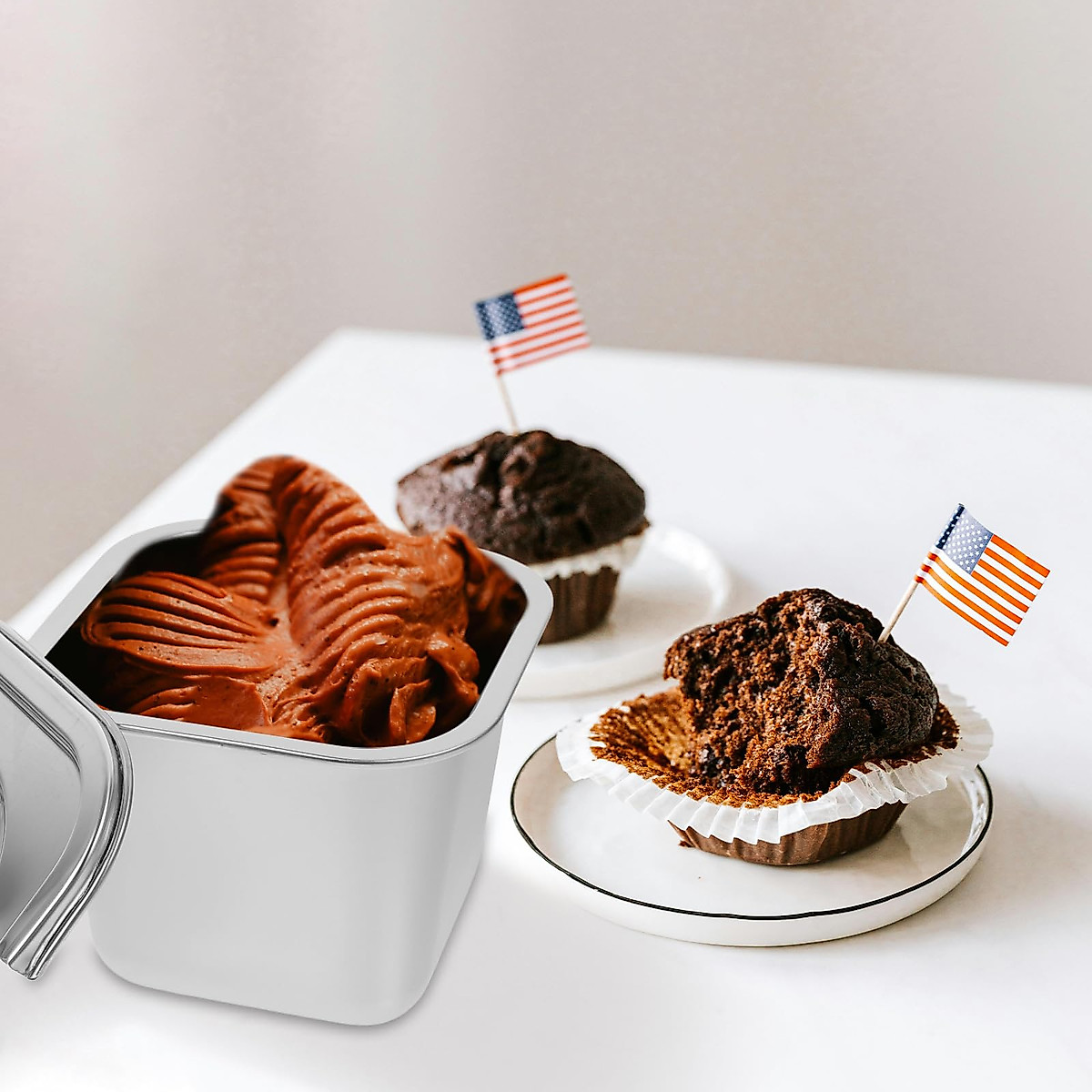 PRETYZOOM Freezer Stainless Steel Container Ice Cream Storage Box Metal Container with Lid Storage Containers Ice Cream Tub Ice Cream Storage Tubs Freezer Container Stainless Steel Storage Containers