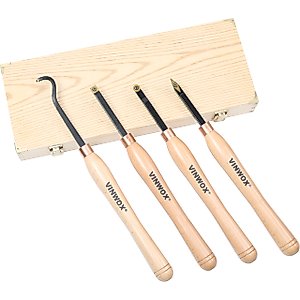 VINWOX Mini 4 PCS Carbide Wood Lathe Turning Tool Set, Carbide Lathe Turning Tool, Carbide Turning Tool, Including Swan Neck Hollower, Rougher, Finisher, Detailer, Pen Turning tool, Pen Making
