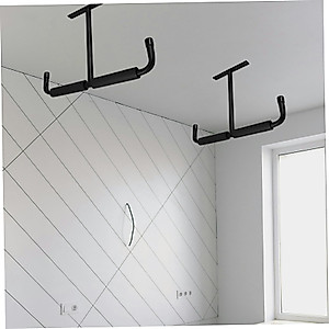 TOGEVAL Hook Display Stand Wall Hanging Display Shelf Storage Shelves Storage Rack Fishing Rods T-shaped Ceiling Rack Garage Organizer Double Sided Hooks Rod Holder Black Stainless Steel