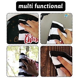 Christmas Kitchen Towels Black White Stripe Hand Towels Xmas Absorbent Dishcloths Winter Holiday Kitchen Decor Snowman Santa Dish Tea Towels Merry Bright Tea Towel for Home Kitchen Supplies 4PCS