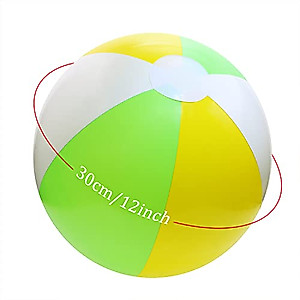PENTA ANGEL Beach Balls 2PCS 12 Inch Inflatable/Blow Up Classic Rainbow Color Summer Swimming Pool Party Favors Water Toy Beachball for Women Men Adults Playing (Yellow&Green&White, 12 Inch)
