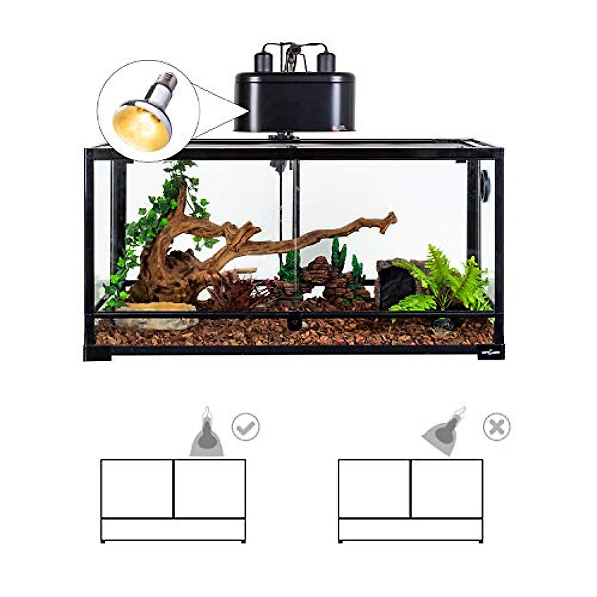 WACOOL Reptile Heat Lamp UVA UVB Reptile Light All in One, Simulated Full Spectrum Basking Sunlight Bulb for Reptile Amphibian Tortoise Snake Gecko Bearded Dragon Use + UVB Sensor Card 1PC