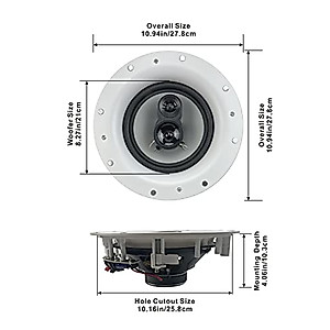 Acoustic Audio by Goldwood CSIC84 Frameless in Ceiling Speakers with 8" WOOFERS 1 Pair,White