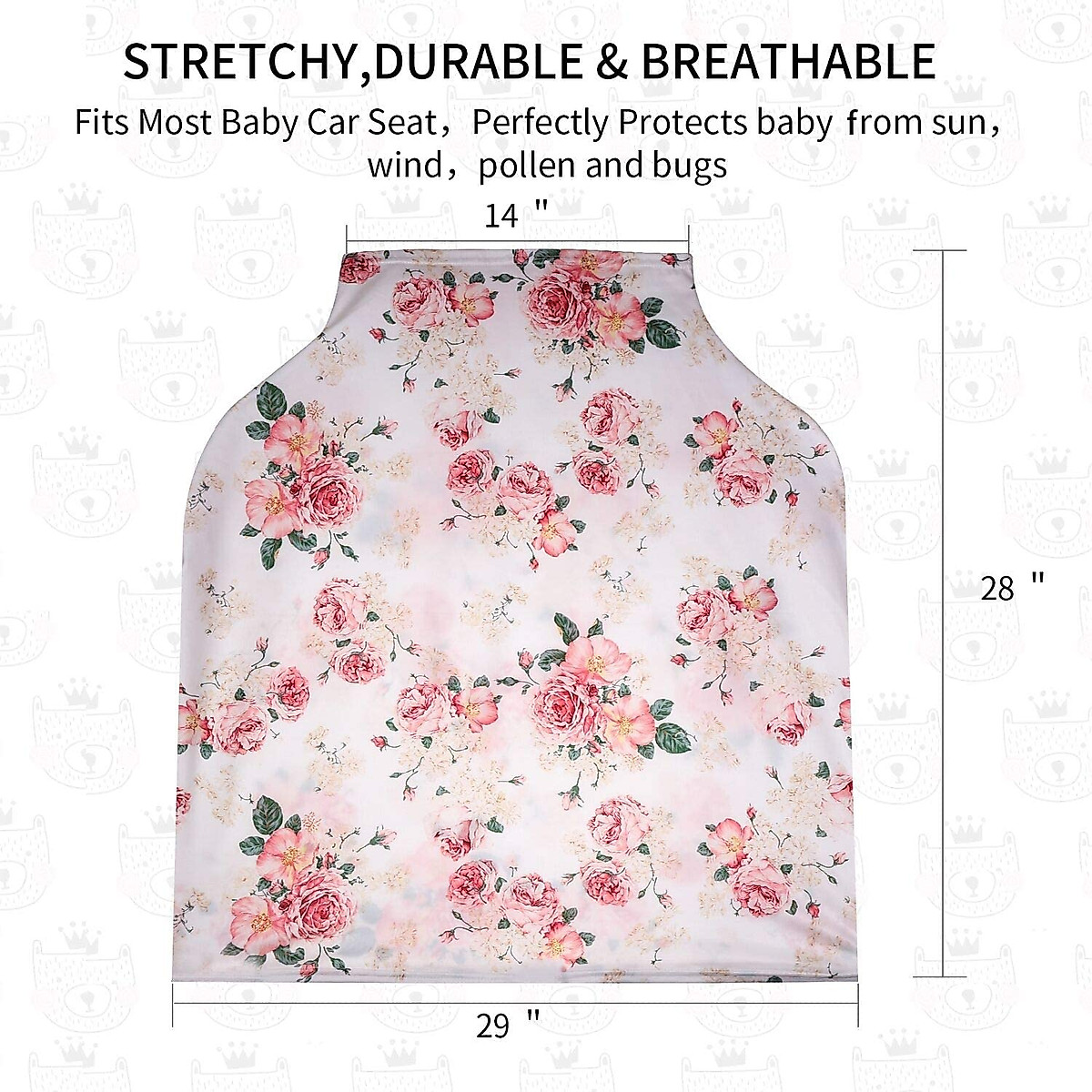 Baby Car Seat Cover for Newborns, Nursing Cover for Breastfeeding Moms, Versatility for Car Seat Canopy, Shopping Cart Covers, Stroller Cover, Infinity Scarf, Baby Shower Gifts for Boy & Girl (Floral)