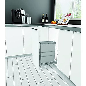 IMEX - 30 Qt./7.5 Gal Pull Out Under Mount Waste Container - Kitchen Trash Garbage Can & Bin for Under Counter Cabinet - Black Plastic Dustbin Mountable Basket (Black, Single)