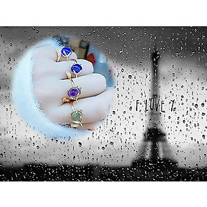 lwzsyap Adjustable Mood Ring，Emotional fox ring,Cute Creative Gold plated crystal gemstone color changing ring，Temperature-Control Finger Ring,Animal fox tail open ring, Gift for Kids Child Women Girls