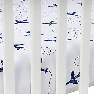 Andi Mae Crib Sheet - Blue Airplanes - 100% Jersey Cotton - Fits Standard Crib or Toddler Mattresses
