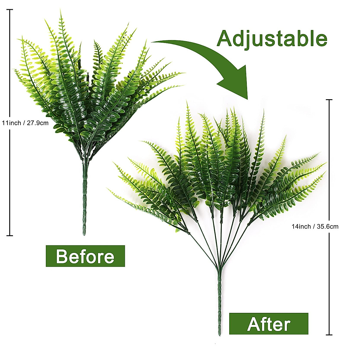Artificial Boston Fake Fern Plants Bushes 20Packs Faux Plants Shrubs Greenery UV Resistant for Garden House Office Indoor Outdoor Décor