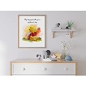 TinyMollo Winnie the Pooh Wall Decor – Unframed Set of 6 Prints, 8x10 Inch, Hand Painted Nursery Wall Decor for Boys and Girls, Kids, Baby’s Nursery Decor Playroom Classic Pooh Bear Friends Piglet