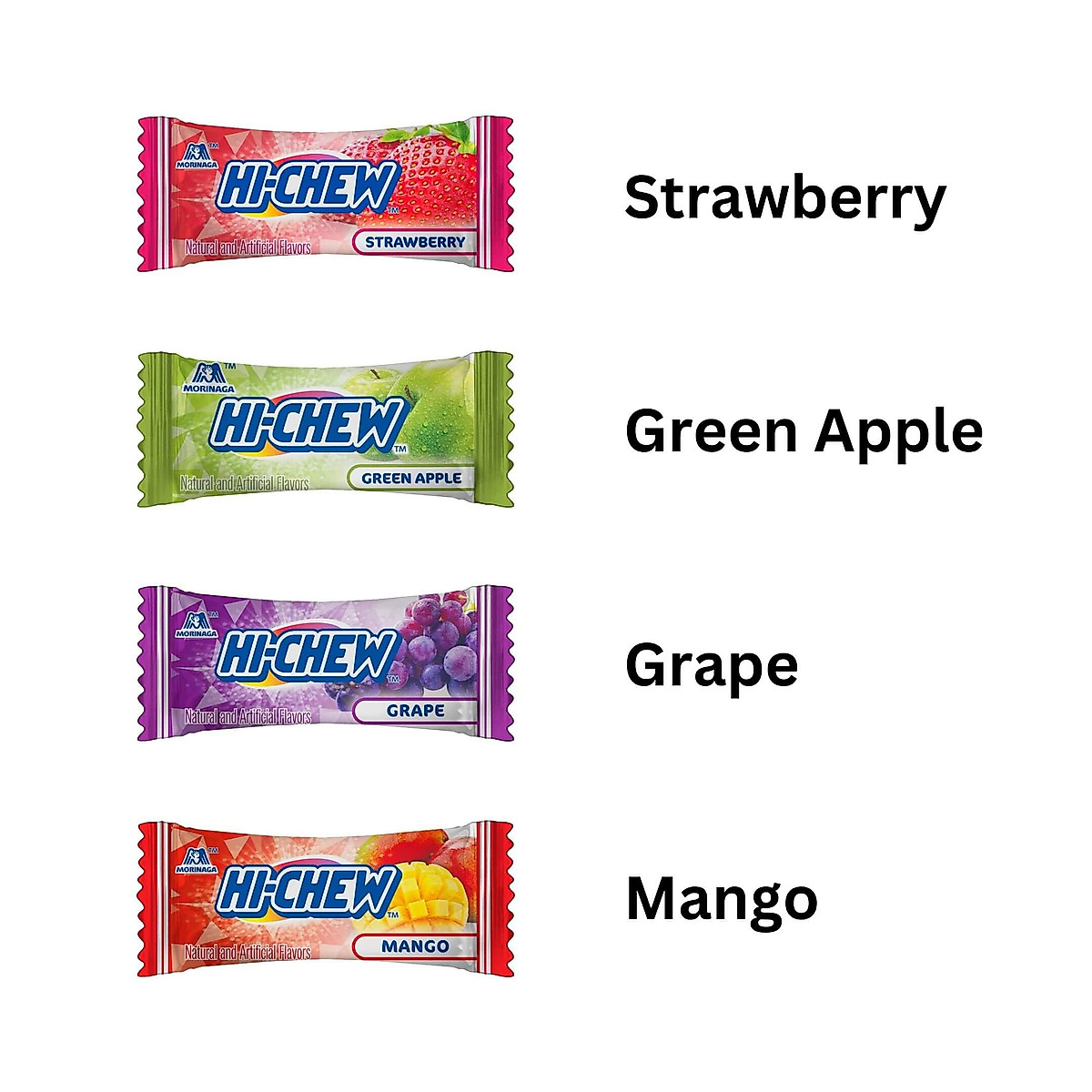 HI-CHEW Assorted Bulk Bag, 35.3oz | 185+ Count Individually Wrapped | Green Apple Strawberry Mango Grape | Soft & Chewy Taffy Candy | Made with Immensely Juicy Fruit Flavors | Individually Wrapped
